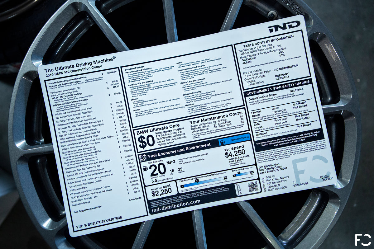 Future Classic - BMW Custom Monroney Sticker – futureclassicparts